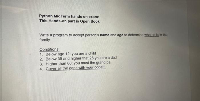 Solved Python Mid Term hands on exam: This Hands-on part is | Chegg.com