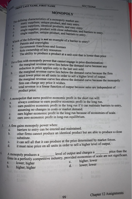 Solved PRINT LAST NAME, FIRST NAME The defining | Chegg.com
