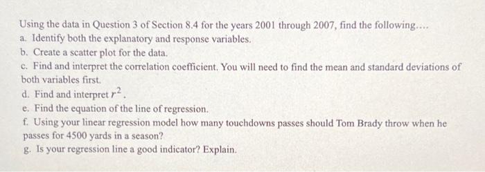 Using the data in Question 3 of Section 8.4 for the | Chegg.com