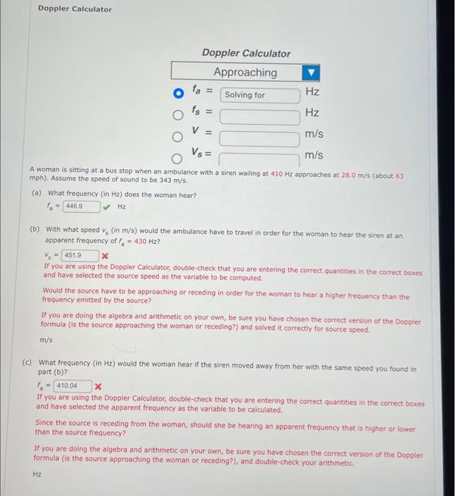 Doppler Calculator Doppler Calculator | Chegg.com