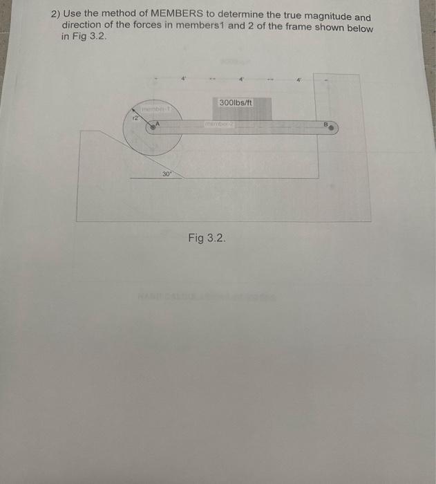 Solved 2) Use the method of MEMBERS to determine the true | Chegg.com