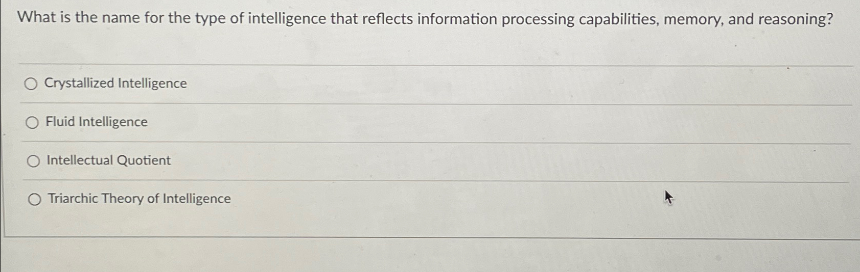 Solved What is the name for the type of intelligence that | Chegg.com