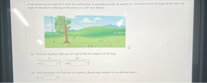 Solved A tree grows at an angle of 3∗ from the vertical due | Chegg.com