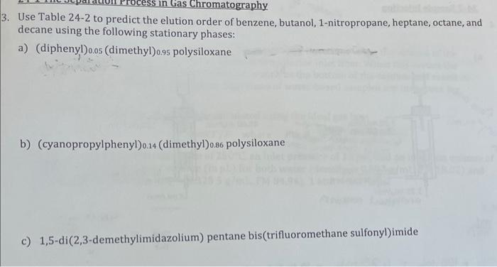 Solved 3. Use Table 24-2 to predict the elution order of | Chegg.com