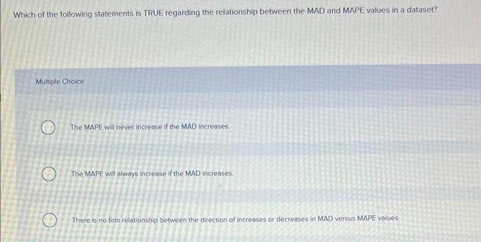 Solved Which of the following statements is TRUE regarding | Chegg.com