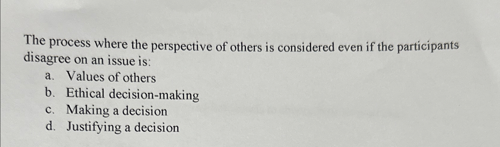 Solved The process where the perspective of others is | Chegg.com