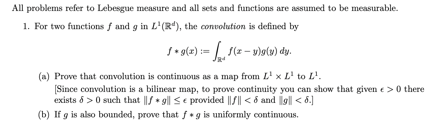 Solved All problems refer to Lebesgue measure and all sets | Chegg.com