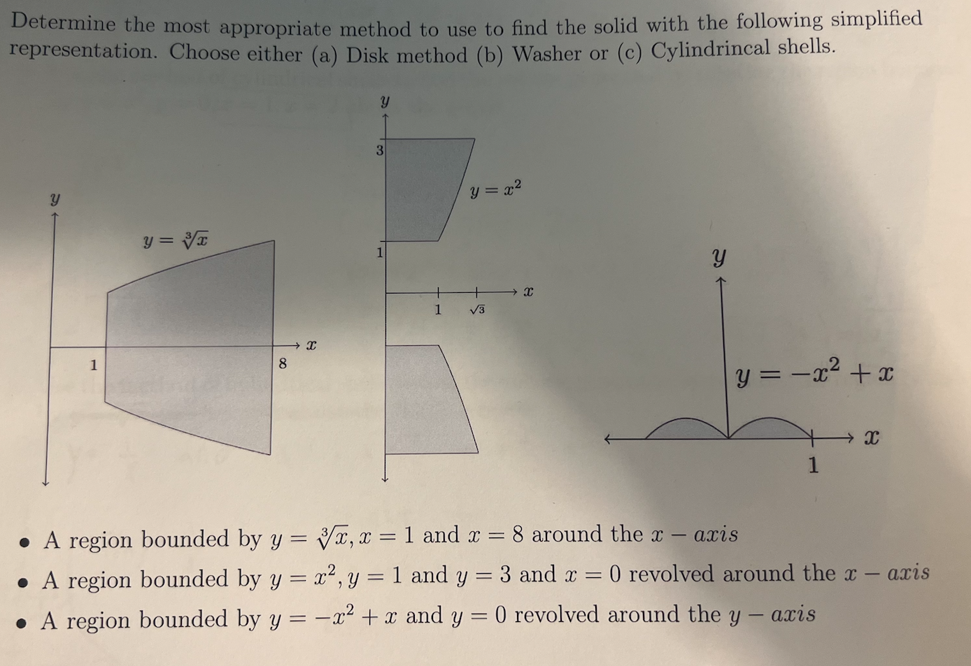 Solved Determine the most appropriate method to use to find | Chegg.com