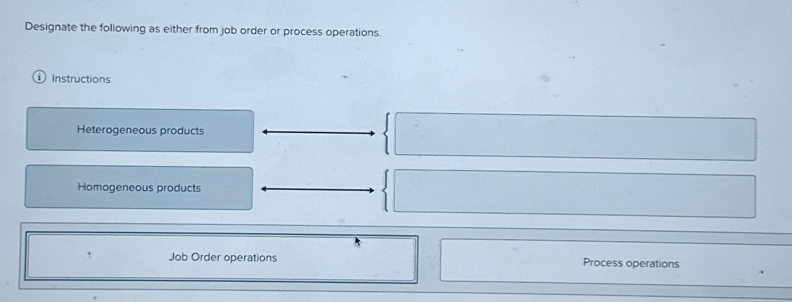 Solved Designate the following as either from job order or | Chegg.com