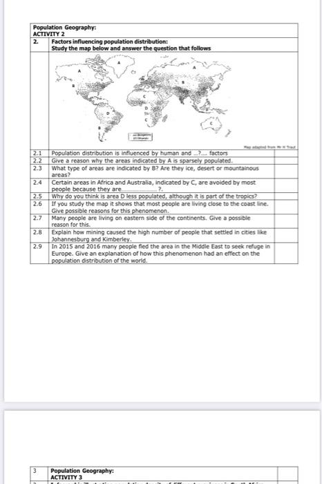 Solved Population Geography ACTIVITY 2 2. Factors | Chegg.com