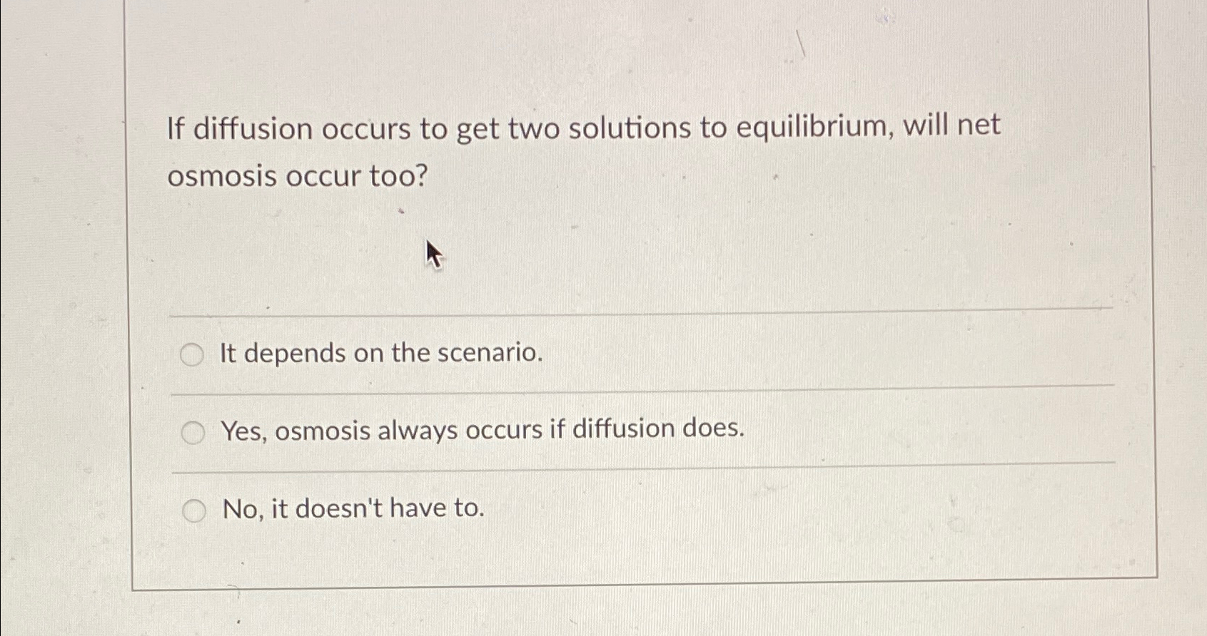 Solved If diffusion occurs to get two solutions to | Chegg.com