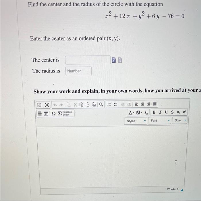 Solved Find the center and the radius of the circle with the | Chegg.com