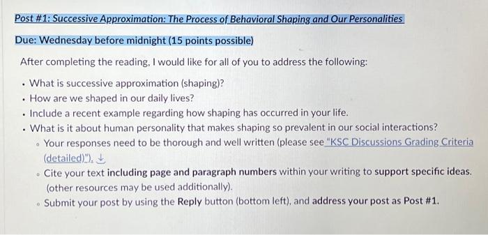 Solved Post #1: Successive Approximation: The Process of | Chegg.com