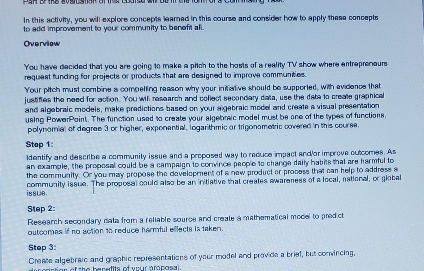 Solved In this activity, you will explore concepts learned | Chegg.com