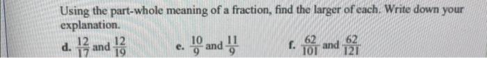 Solved Using The Part whole Meaning Of A Fraction Find The Chegg