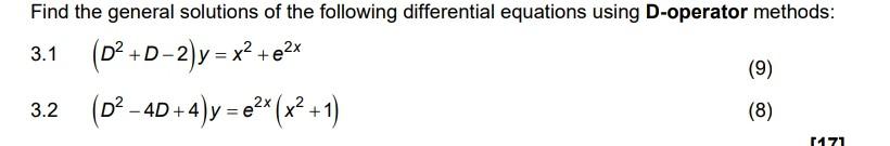Solved Find the general solutions of the following | Chegg.com