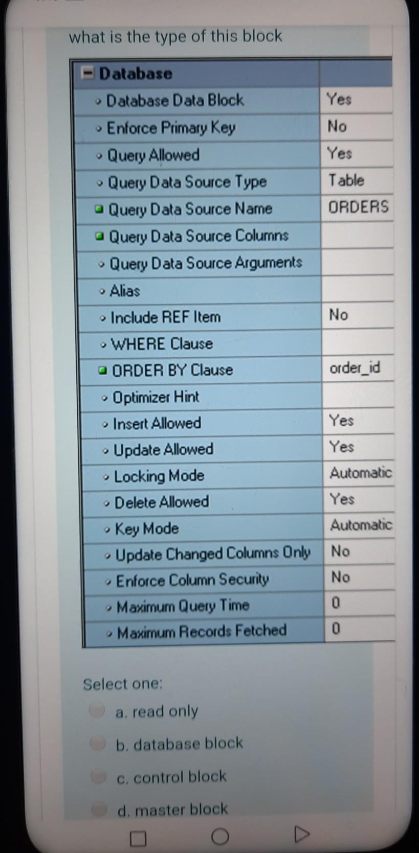 Solved what is the type of this block Database Yes No Yes | Chegg.com