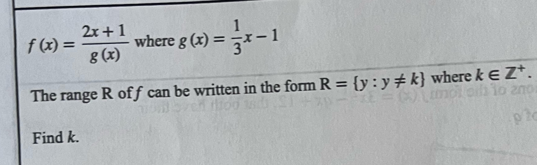 Solved f(x)=2x+1g(x) ﻿where g(x)=13x-1The range R ﻿of f ﻿can | Chegg.com