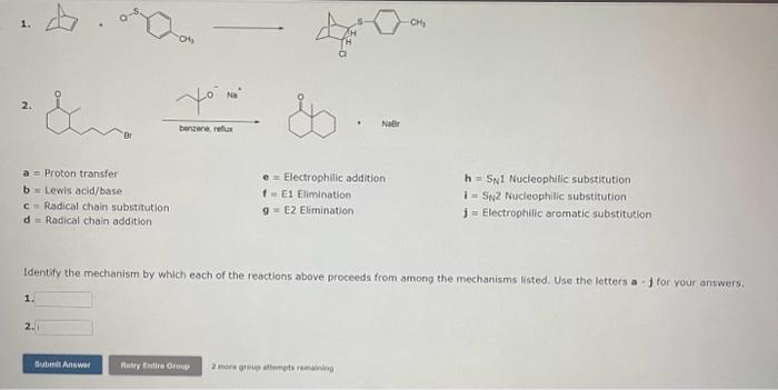 Solved Identify the mechanism by which each of the reactions | Chegg.com