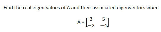 Solved Find the real eigen values of A and their associated | Chegg.com