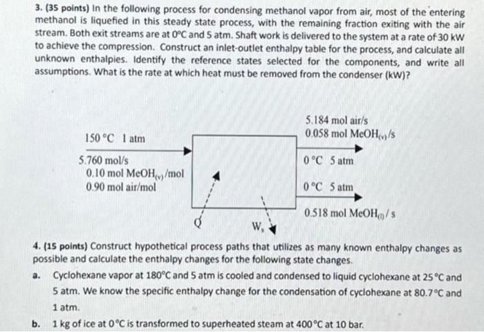 Solved 3. (35 points) In the following process for | Chegg.com