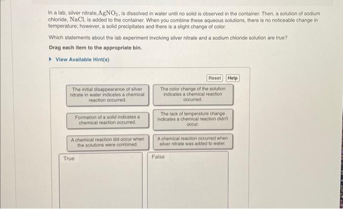 Solved In a lab, silver nitrate, AgNO3, is dissolved in | Chegg.com