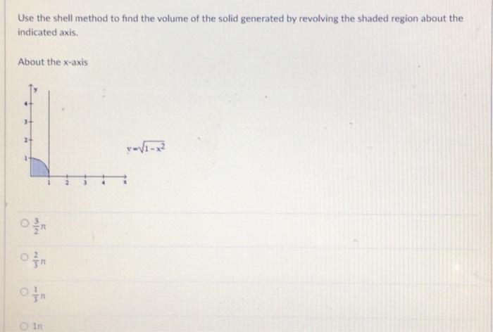 Solved use the shell method to find the volume of the solid | Chegg.com