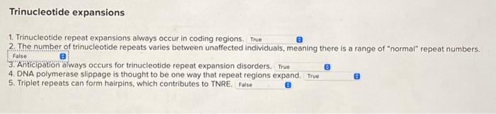 Solved Trinucleotide expansions 1. Trinucleotide repeat | Chegg.com