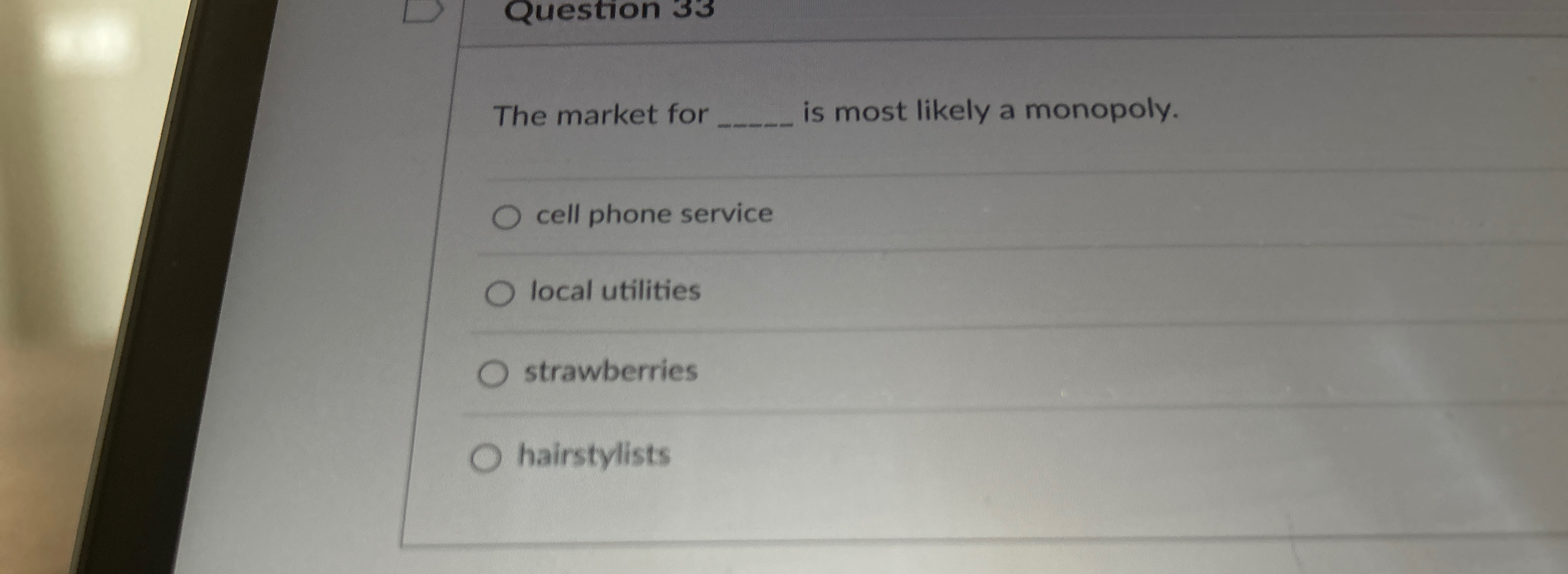 Solved The market for q, ﻿is most likely a monopoly.cell | Chegg.com