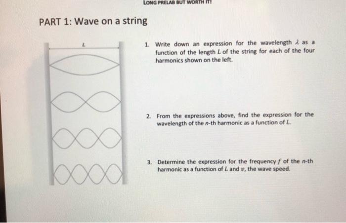 Solved PART 1: Wave on a string 1. Write down an expression | Chegg.com