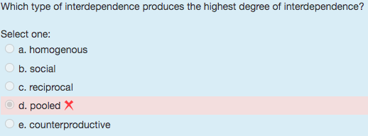 Solved Which type of interdependence produces the highest | Chegg.com