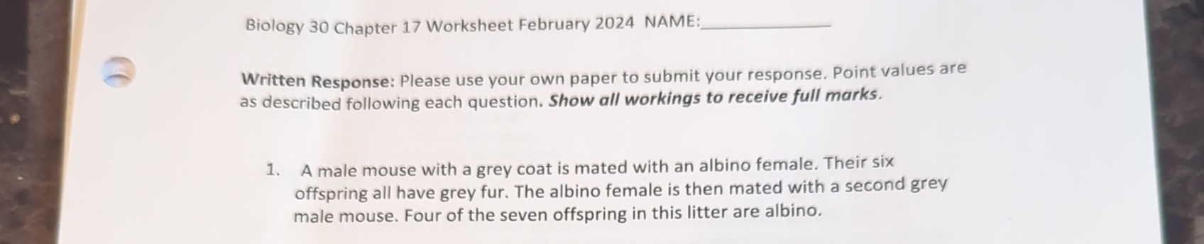 Solved Biology 30 ﻿Chapter 17 ﻿Worksheet February 2024 | Chegg.com