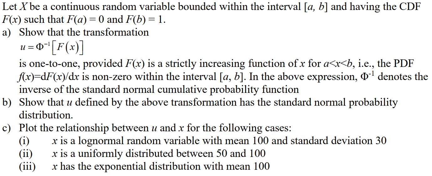 Solved Let x ﻿be a continuous random variable bounded within | Chegg.com