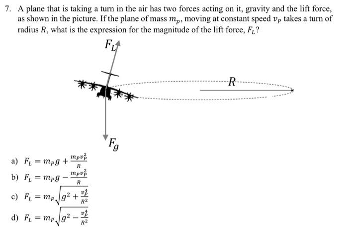 Solved 7. A plane that is taking a turn in the air has two | Chegg.com