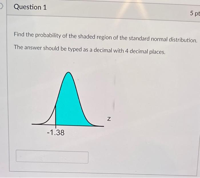 Solved Find the probability of the shaded region of the | Chegg.com