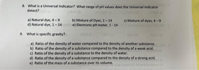 Solved 8. What is a Universal Indicator? What range of pH | Chegg.com