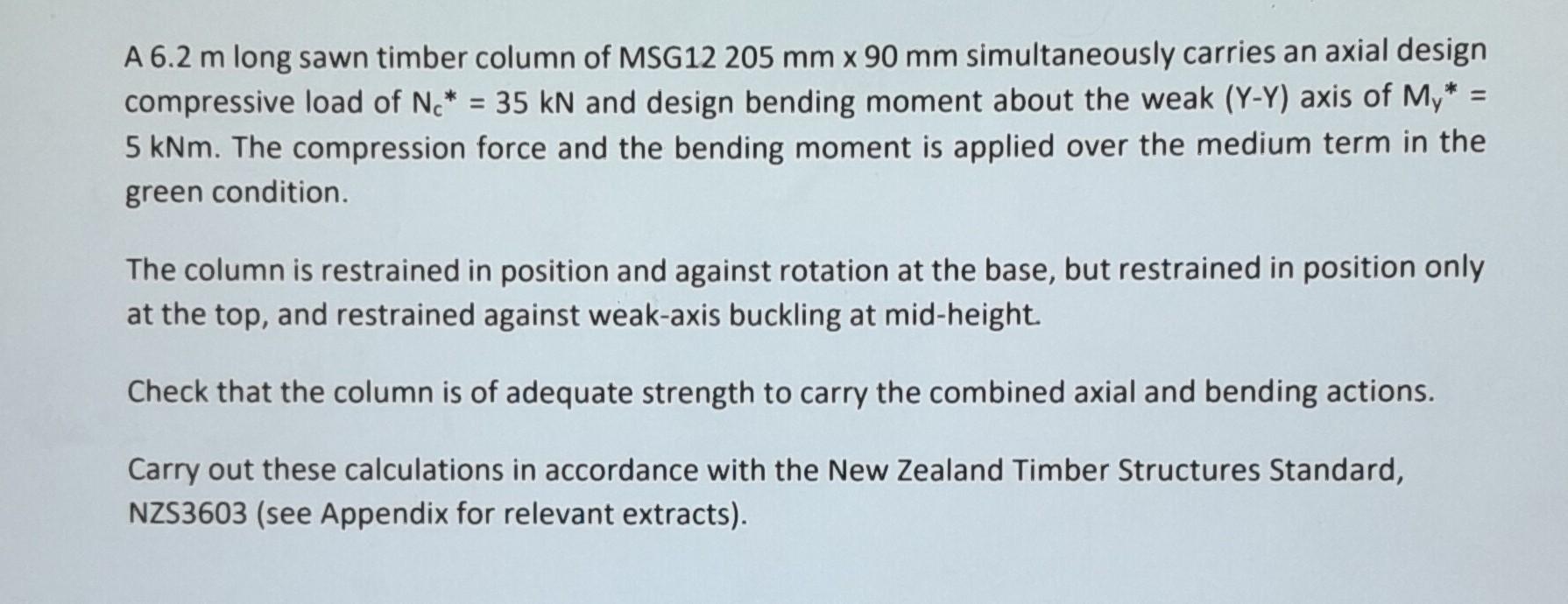 Solved A 6.2 m long sawn timber column of MSG12 205 mm×90 mm | Chegg.com