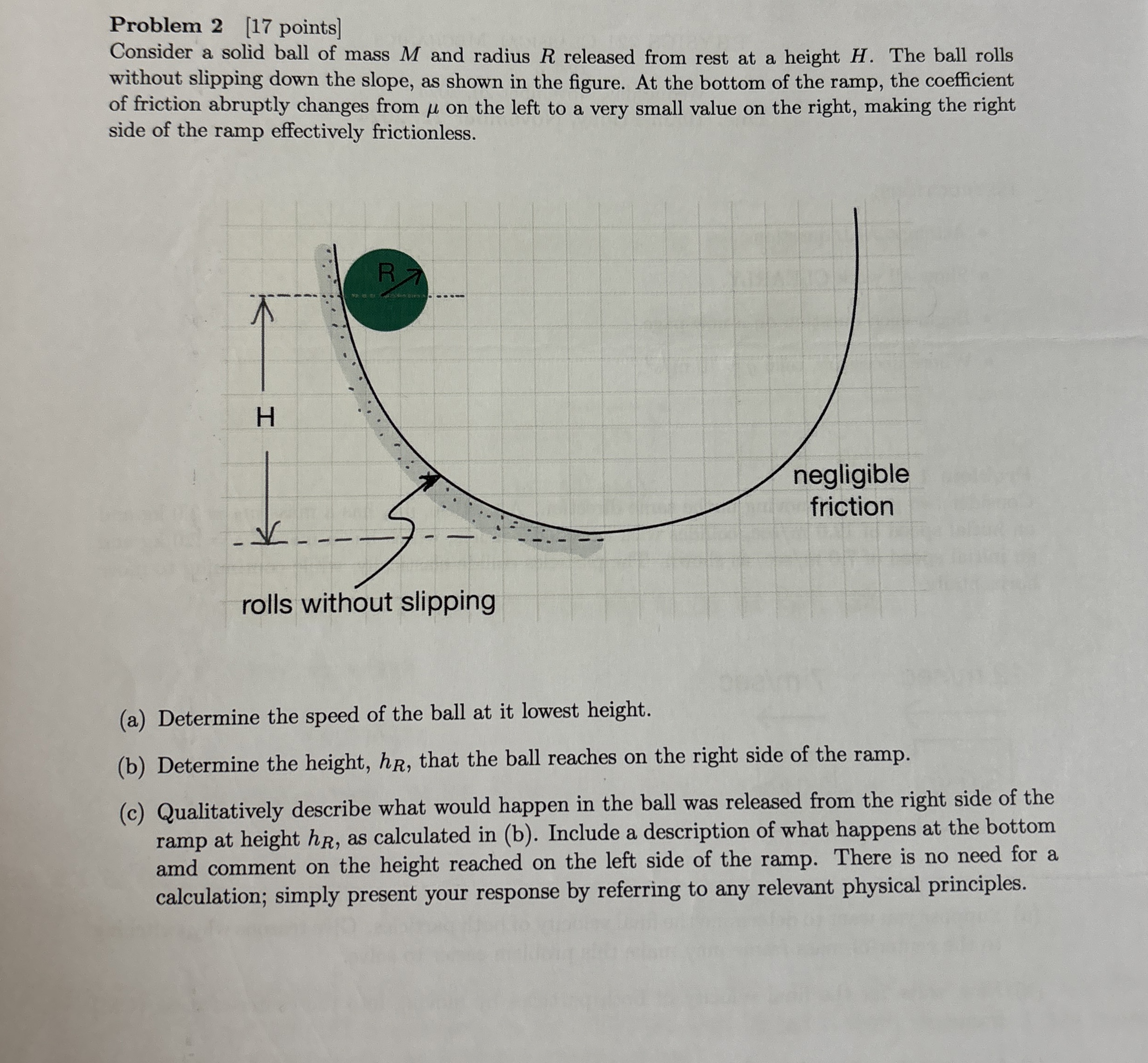 Solved Problem 2 [17 ﻿points]Consider a solid ball of mass M | Chegg.com