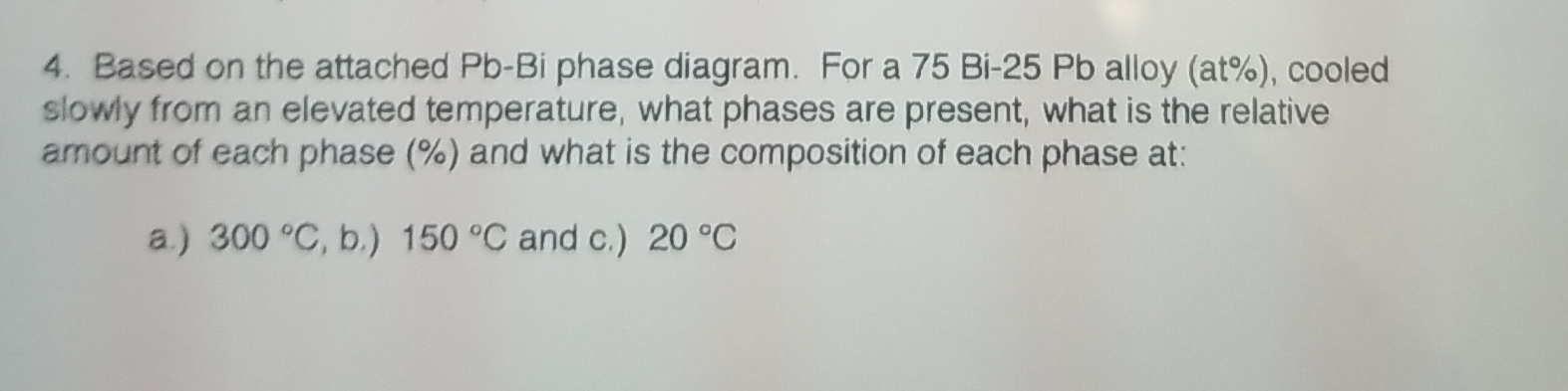 Solved Based on the attached Pb-Bi ﻿phase diagram. For a | Chegg.com