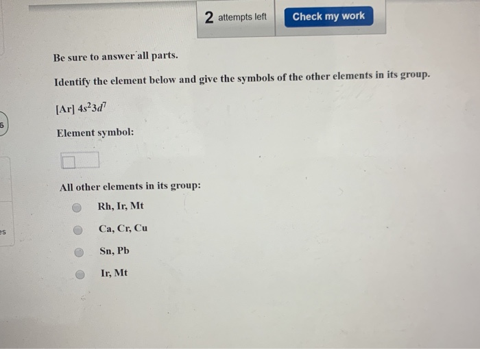 Solved 2 attempts left Check my work Be sure to answer all | Chegg.com