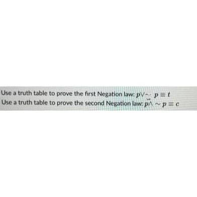 Solved Use a truth table to prove the first Negation law: | Chegg.com