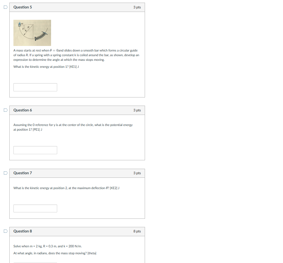 Solved Question 5A mass starts at rest when θ=0 ﻿and slides | Chegg.com