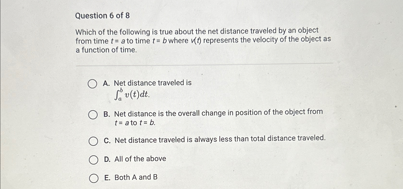 Solved Question 6 ﻿of 8Which of the following is true about | Chegg.com