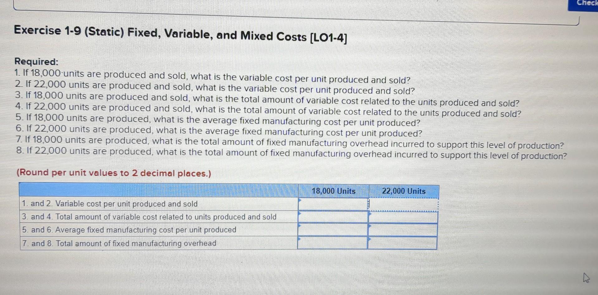 Solved Required information Cost Classifications (Static) | Chegg.com