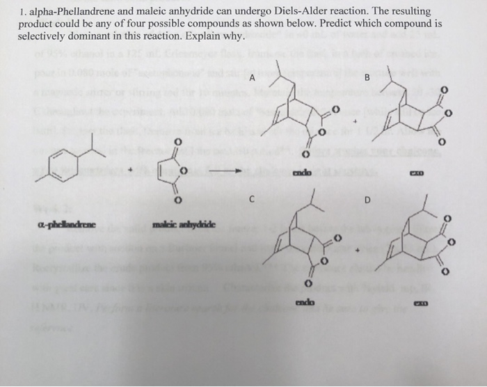 Solved 1. alpha-Phellandrene and maleic anhydride can | Chegg.com