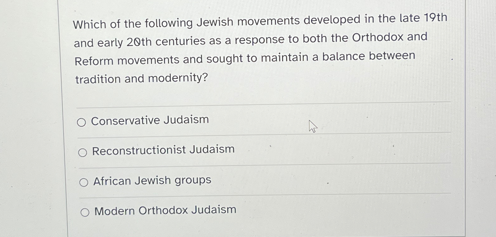 Solved Which of the following Jewish movements developed in | Chegg.com