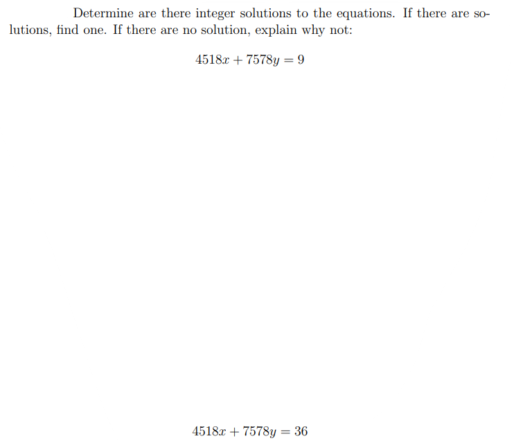 Determine are there integer solutions to the | Chegg.com