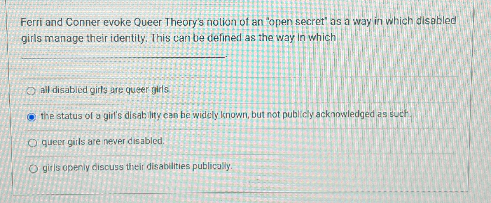 Solved Ferri and Conner evoke Queer Theory's notion of an | Chegg.com