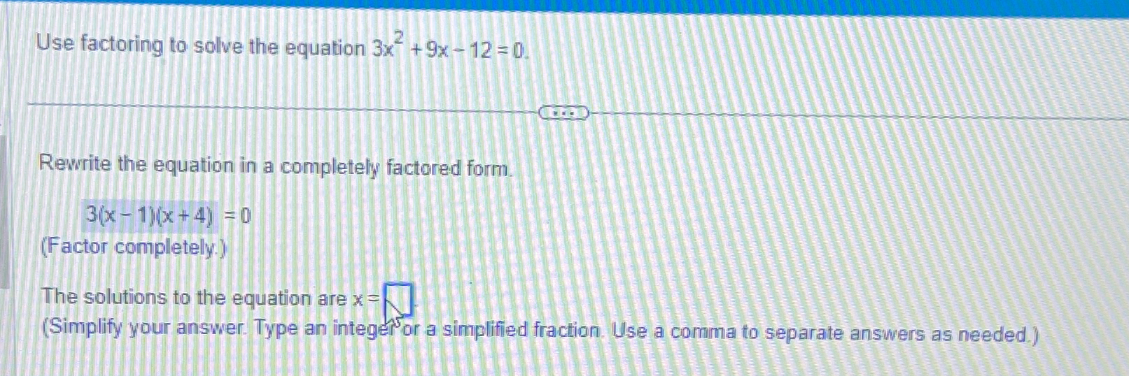 Use factoring to solve the equation | Chegg.com