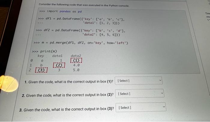 Solved Consider the following code that was executed in the | Chegg.com